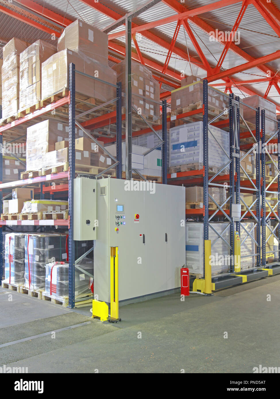 Control Box of Mobile Shelving System in Warehouse Stock Photo - Alamy