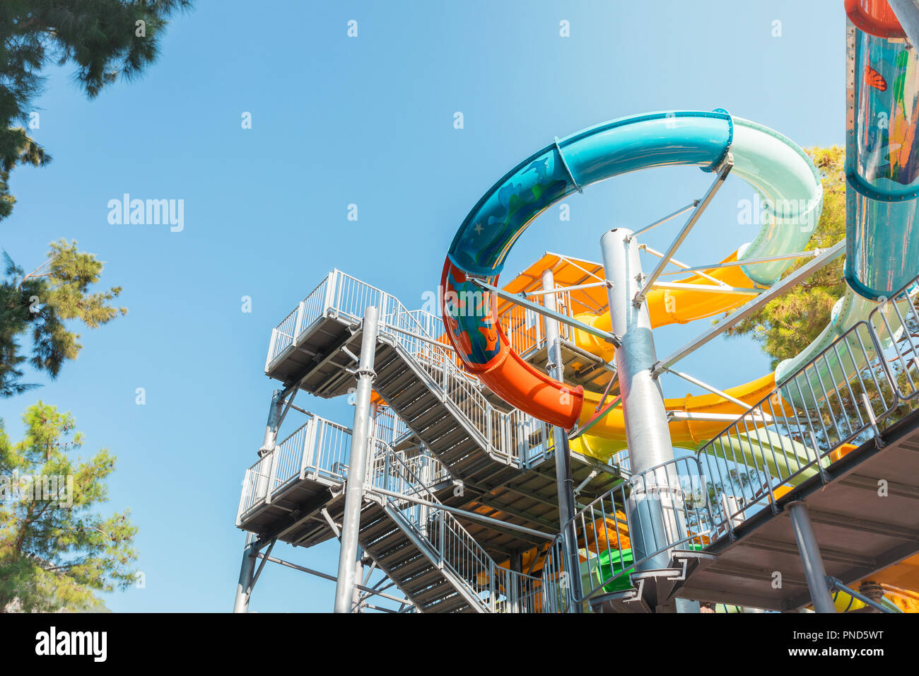 Water slides against the blue sky Stock Photo - Alamy