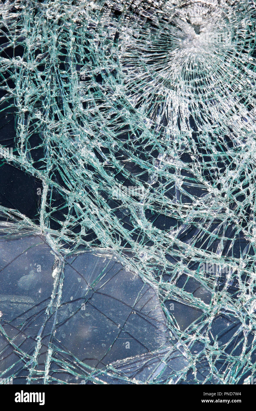 Shattered Glass Broken Windshield in Traffic Accident Stock Photo - Alamy