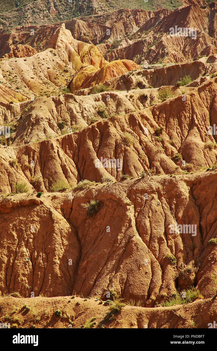 Fairy Tale Canyon, rock formations on the Issyk-Kul lake. Kyrgyzstan ...