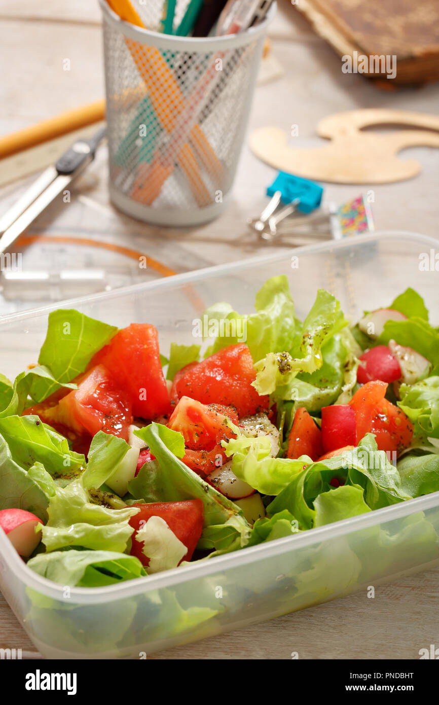 Healthy lunch for school with vegetable salad Stock Photo - Alamy