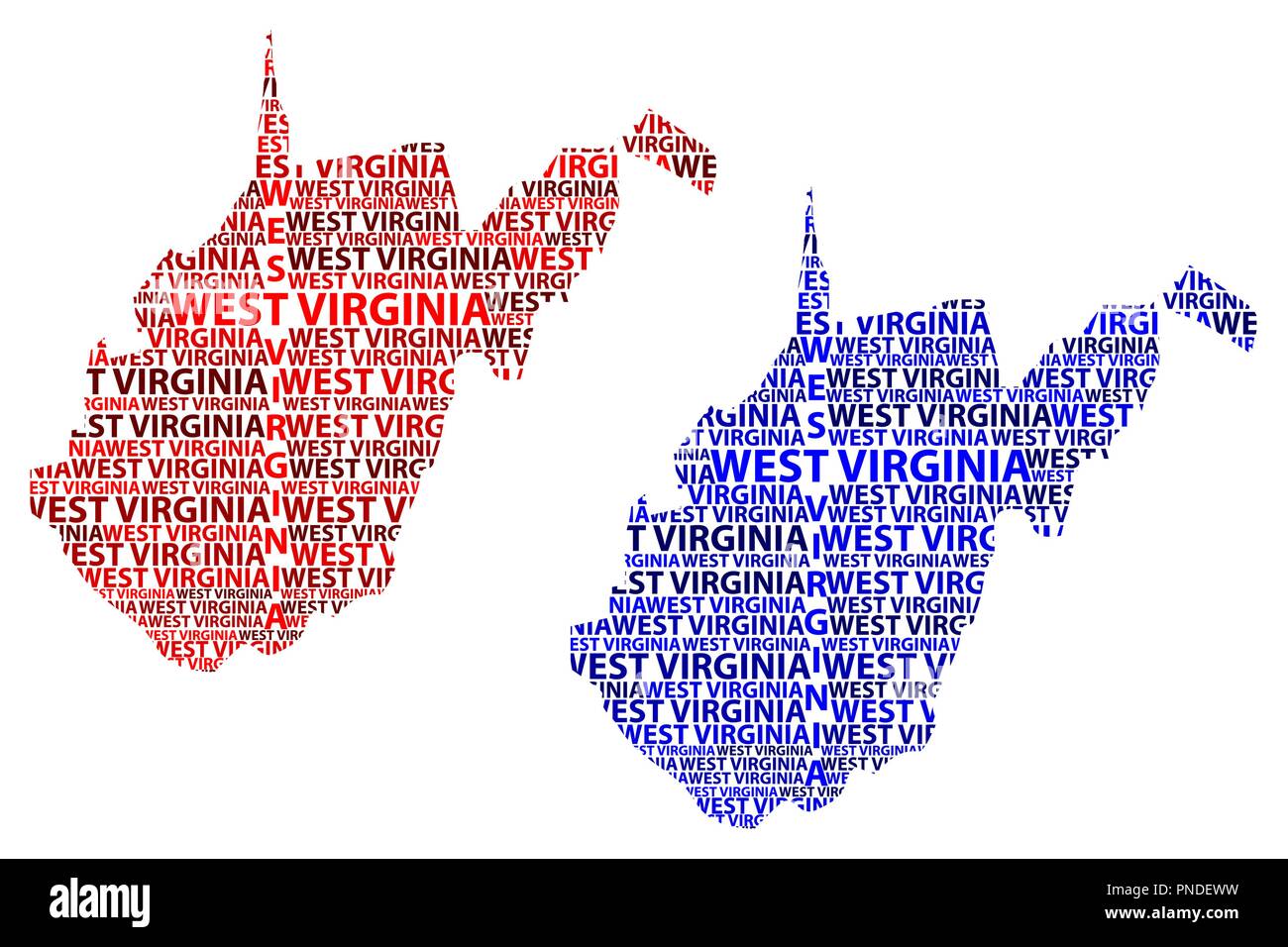 Sketch West Virginia (United States of America) letter text map, West ...