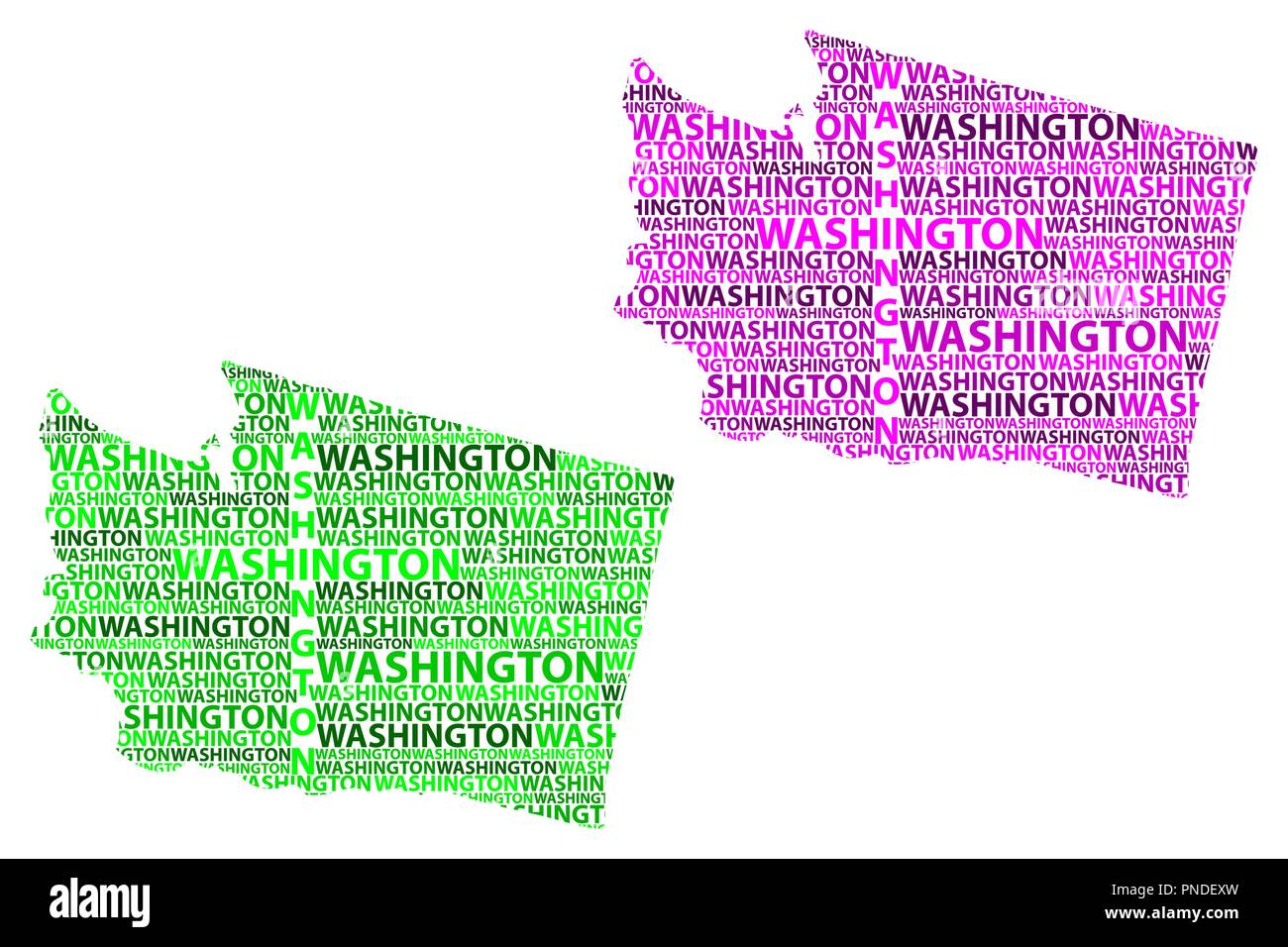 Sketch Washington (state) (United States of America) letter text map ...