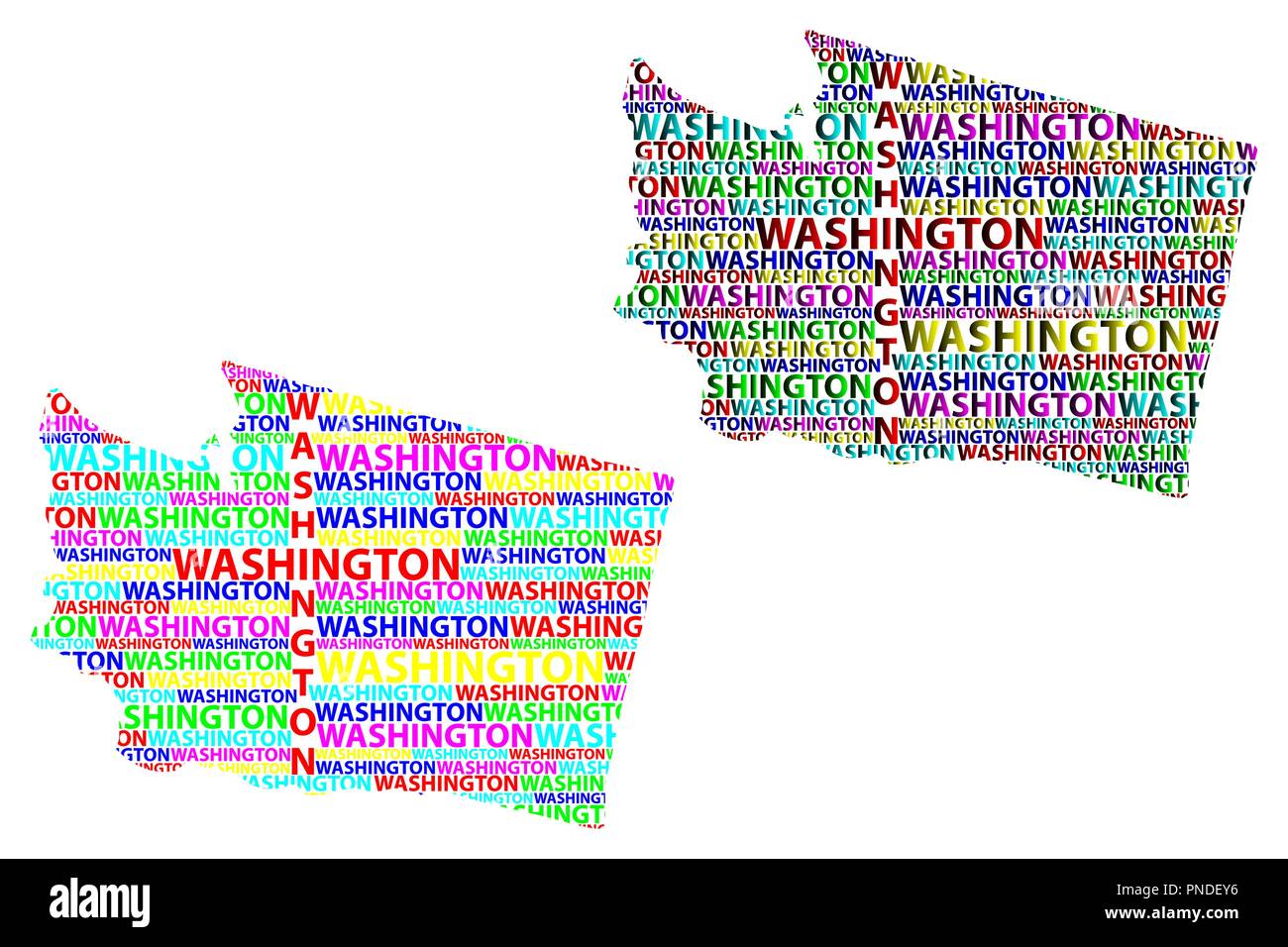 Sketch Washington (state) (United States of America) letter text map ...