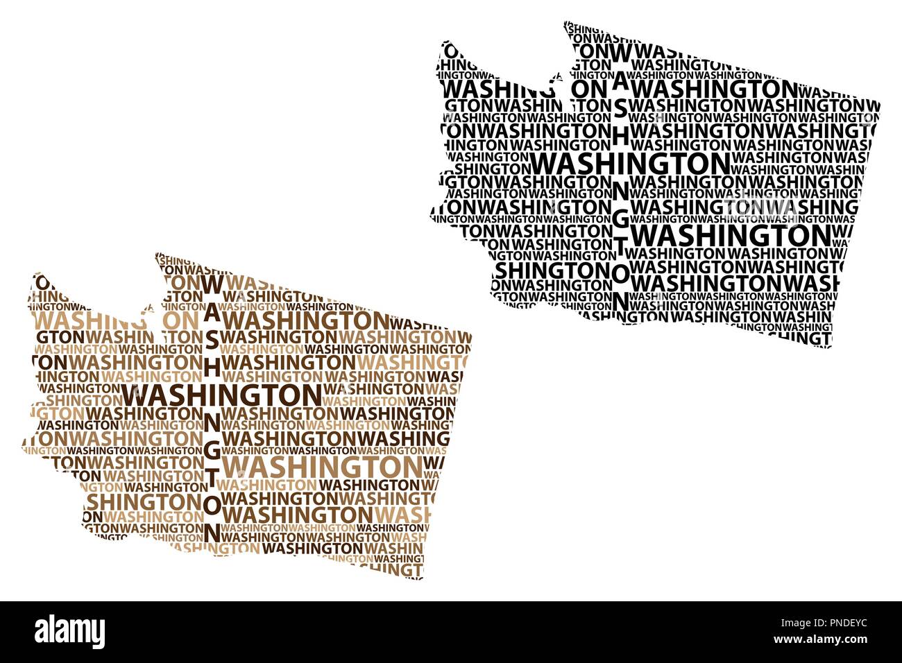 Sketch Washington (state) (United States of America) letter text map ...