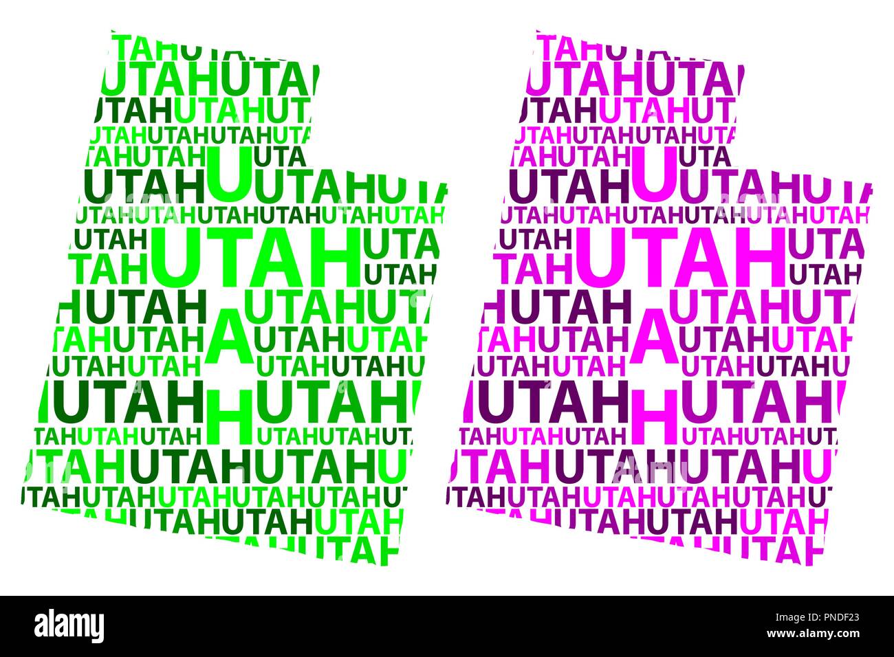 Sketch Utah (United States of America) letter text map, Utah map - in ...