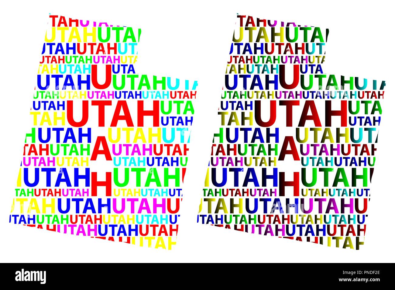 Sketch Utah (United States of America) letter text map, Utah map - in ...