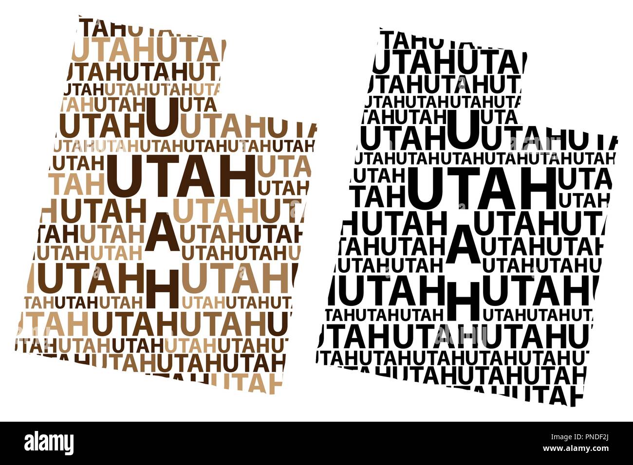 Sketch Utah (United States of America) letter text map, Utah map - in ...