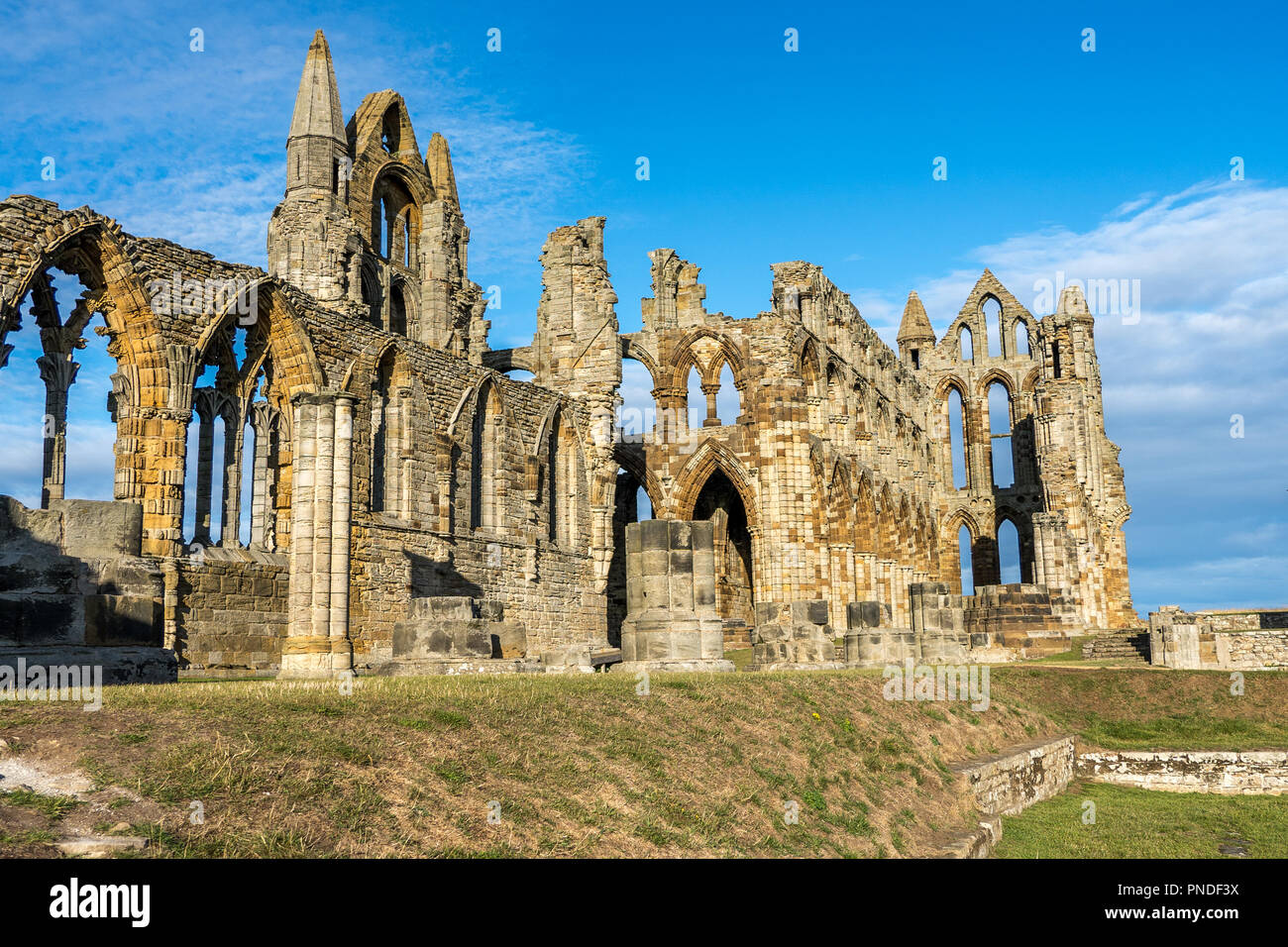 Whitby Abbey North Yorkshire Coast UK. Perched high on a cliff, the ...