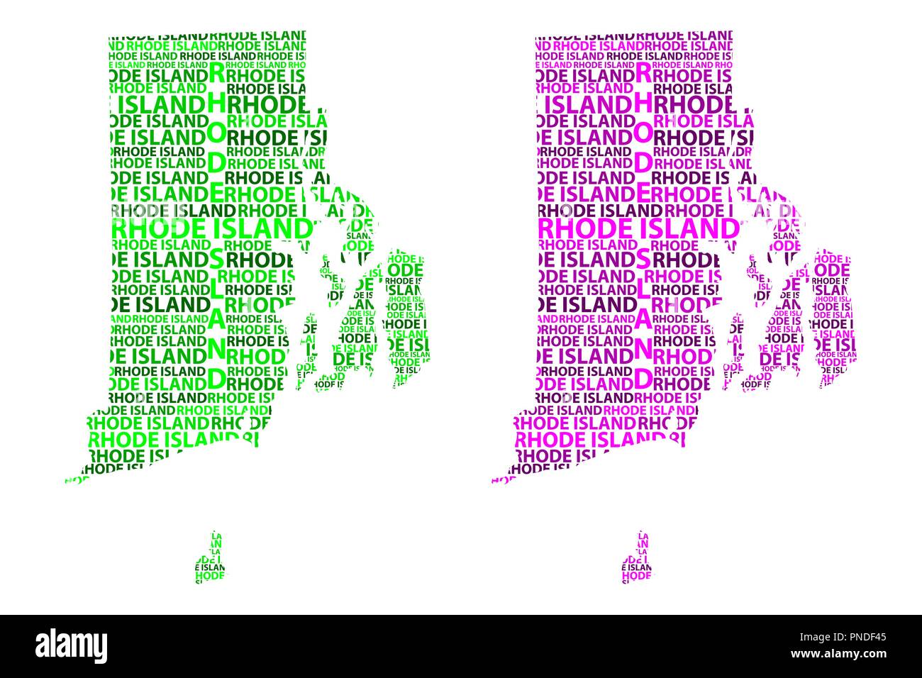 Sketch Rhode Island (United States of America) letter text map, Rhode ...