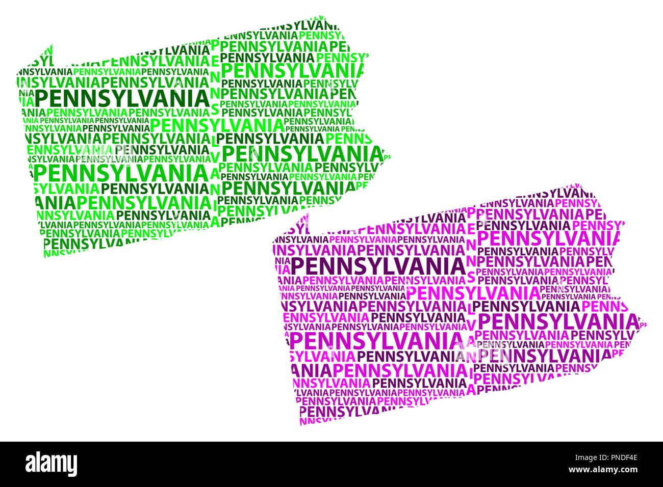 Sketch Pennsylvania (United States of America) letter text map ...