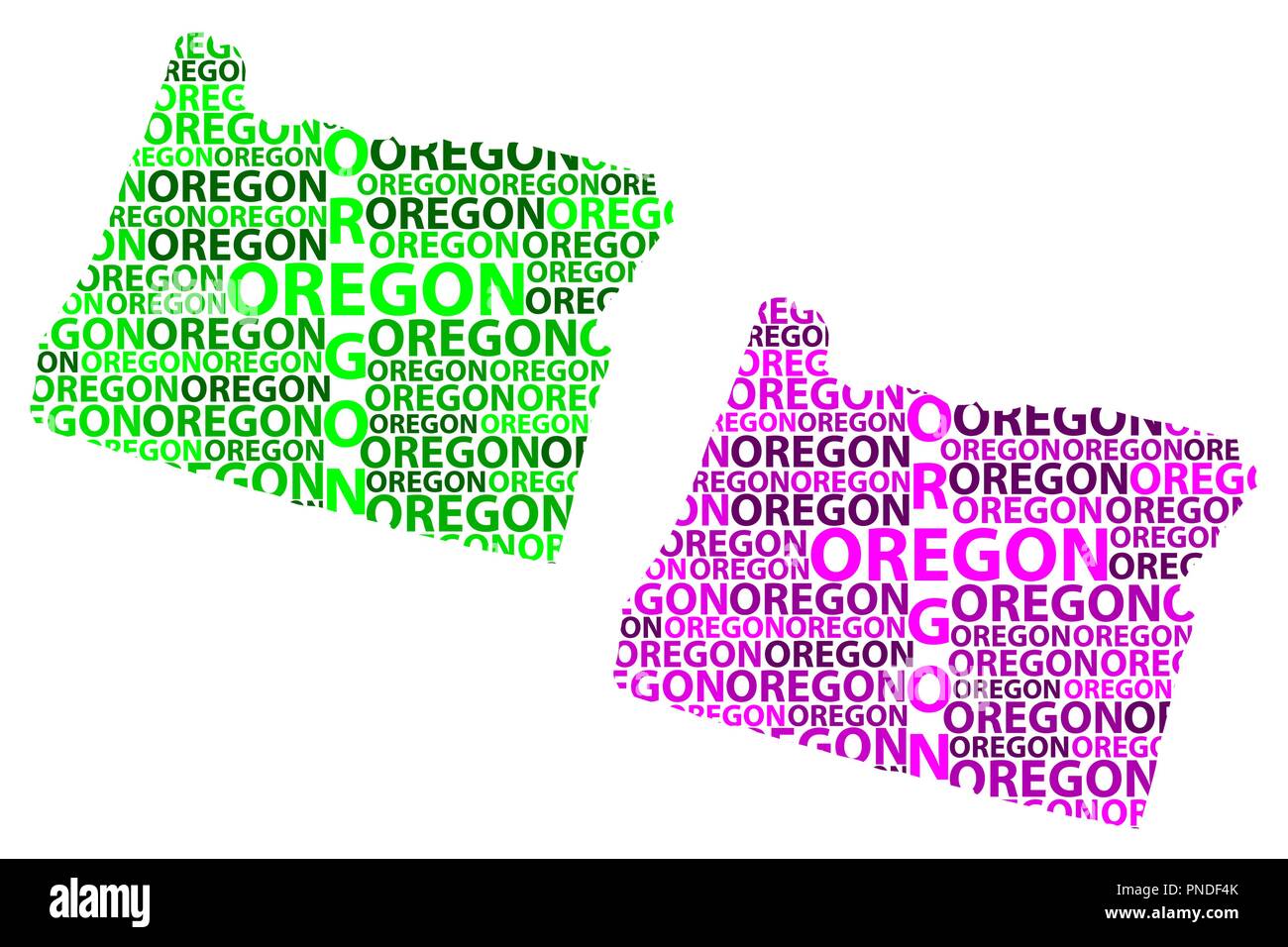 Sketch Oregon (United States of America) letter text map, Oregon map ...