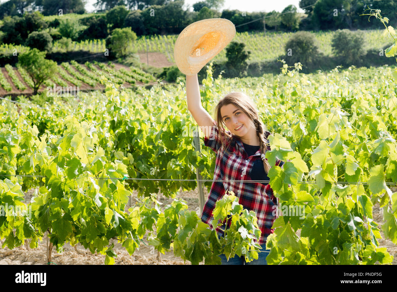 farmer salutes with the hat Stock Photo - Alamy