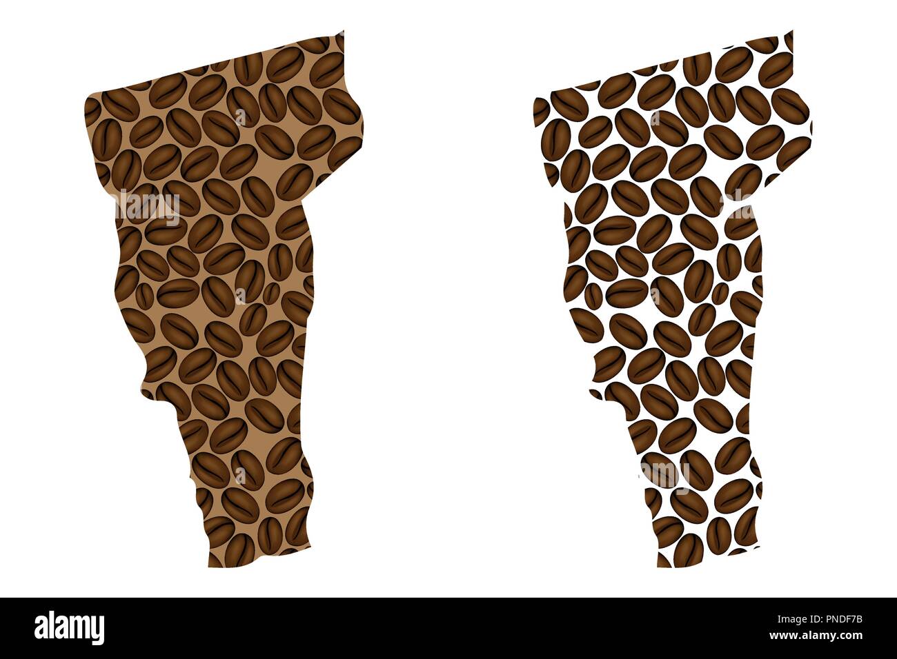 Vermont (United States of America) - map of coffee bean, Vermont map ...