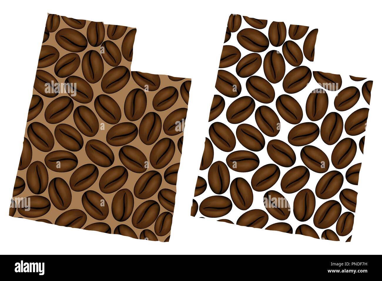 Utah (United States of America) - map of coffee bean, Utah map made of ...