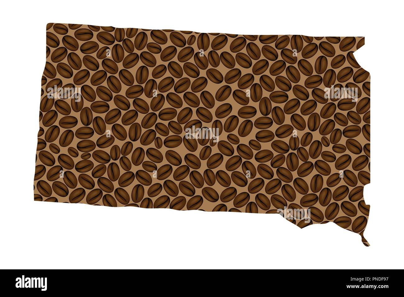 South Dakota (United States of America) - map of coffee bean, South ...