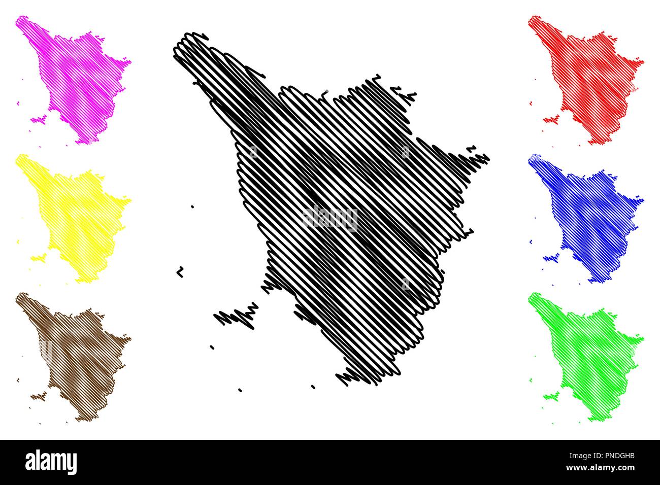 Tuscany (Autonomous region of Italy) map vector illustration, scribble ...