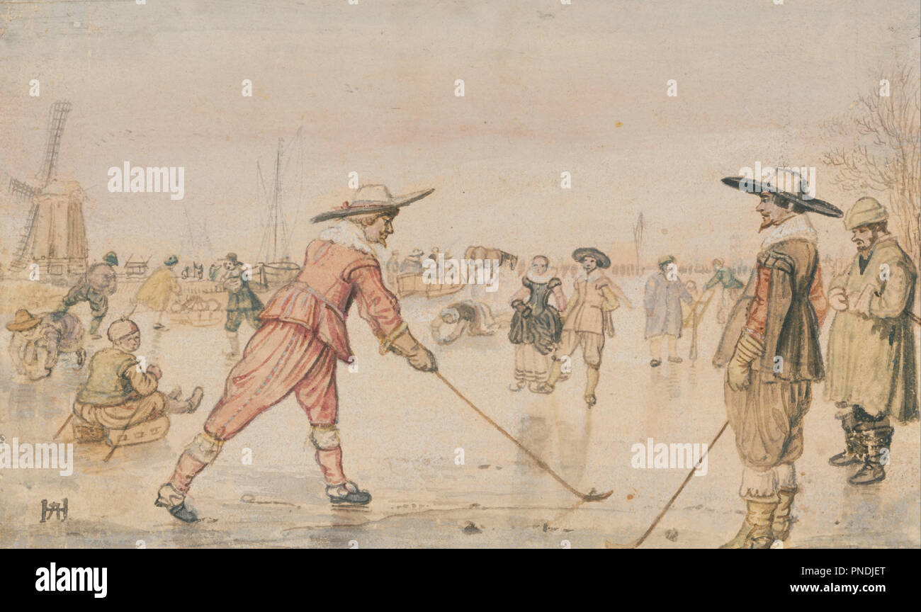 A Winter Scene with Two Gentlemen Playing Colf. Date/Period: Ca. 1615 ...
