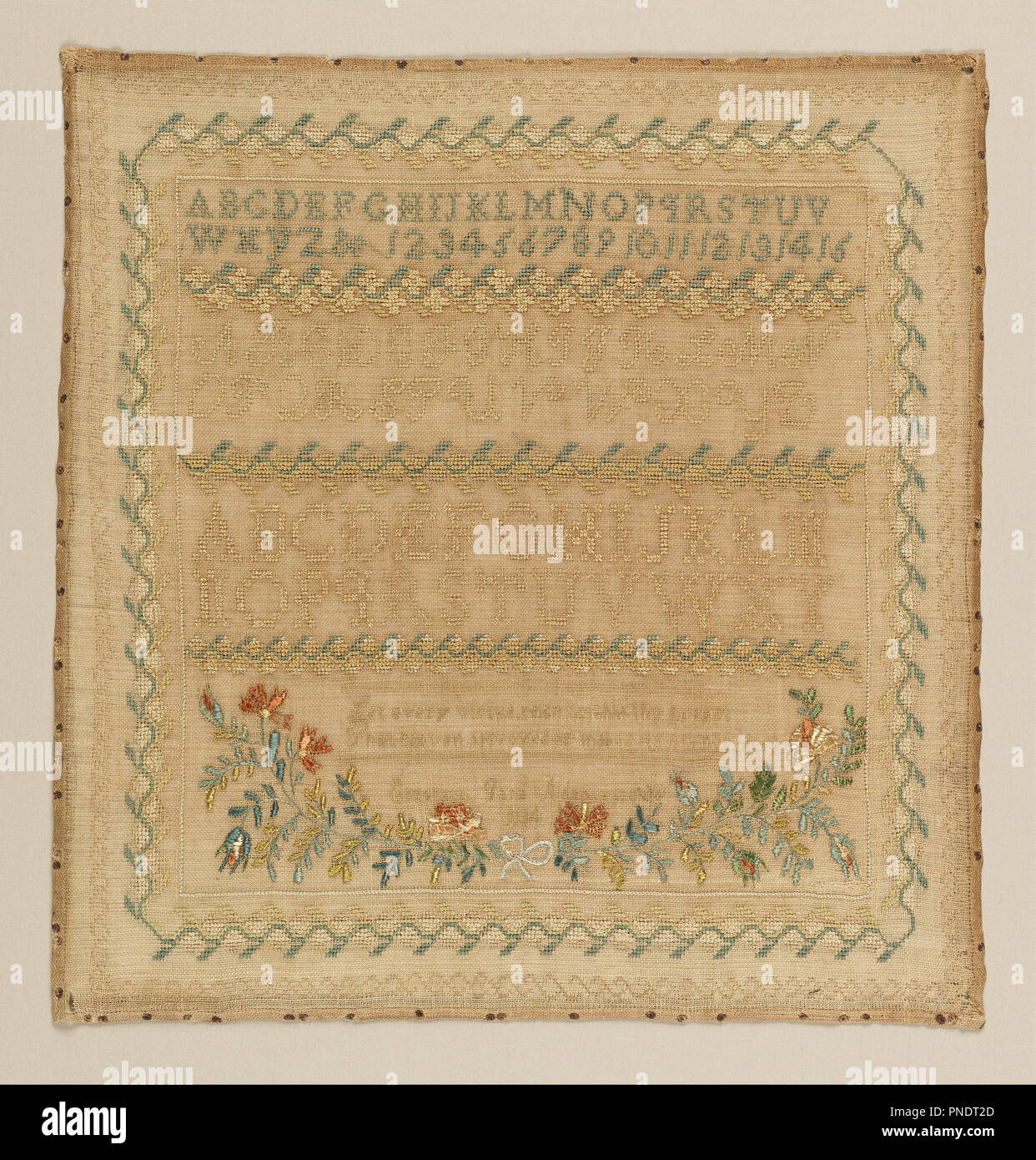 Sampler. Date/Period: 1834. Sampler. Medium: silk embroidery on linen ...