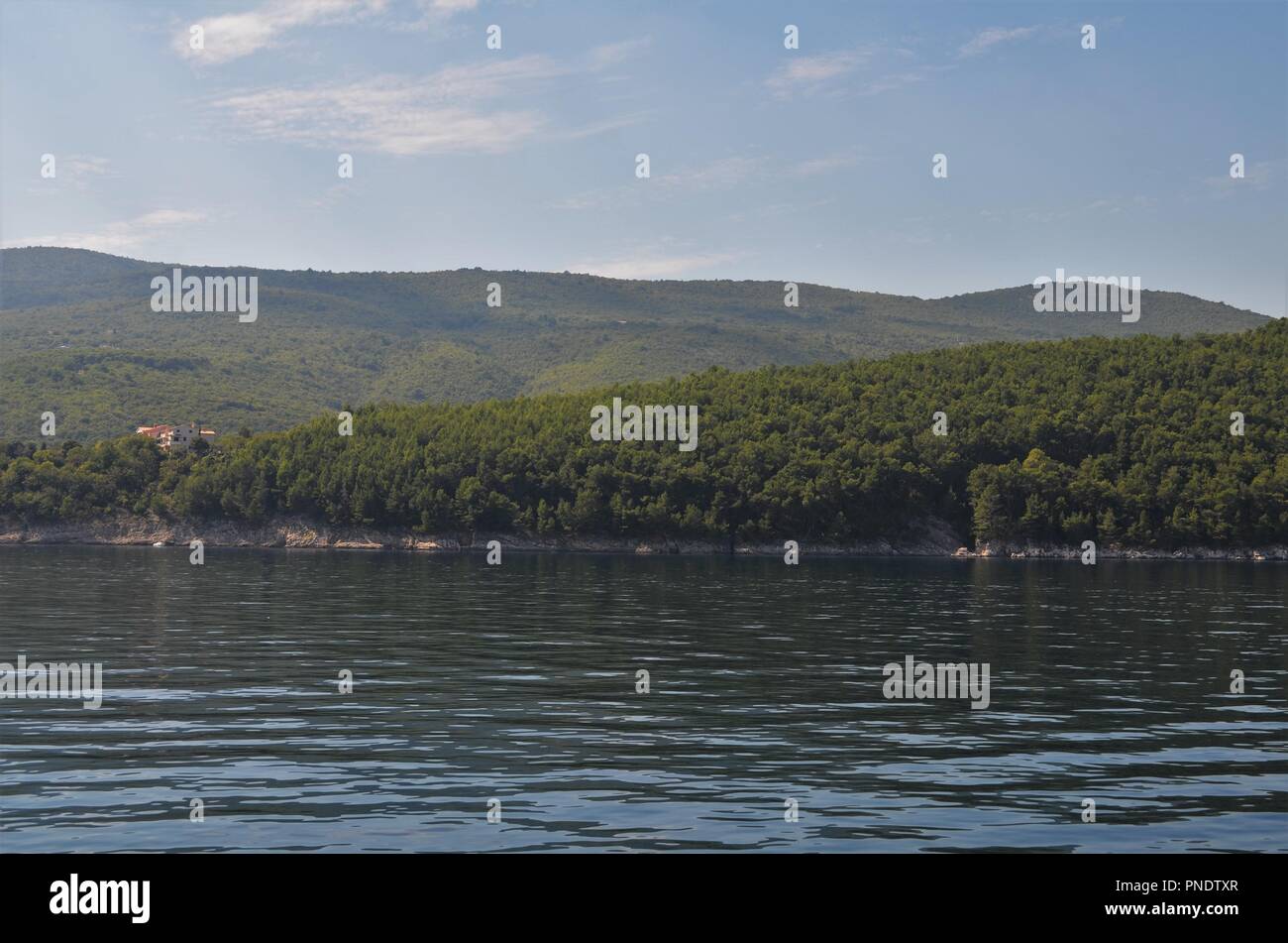 beautiful wide landscape at the sea of Istria in Croatia suring summer ...
