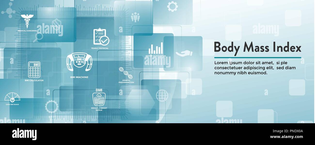 BMI or Body Mass Index Icons w scale, indicator, and calculator Stock ...