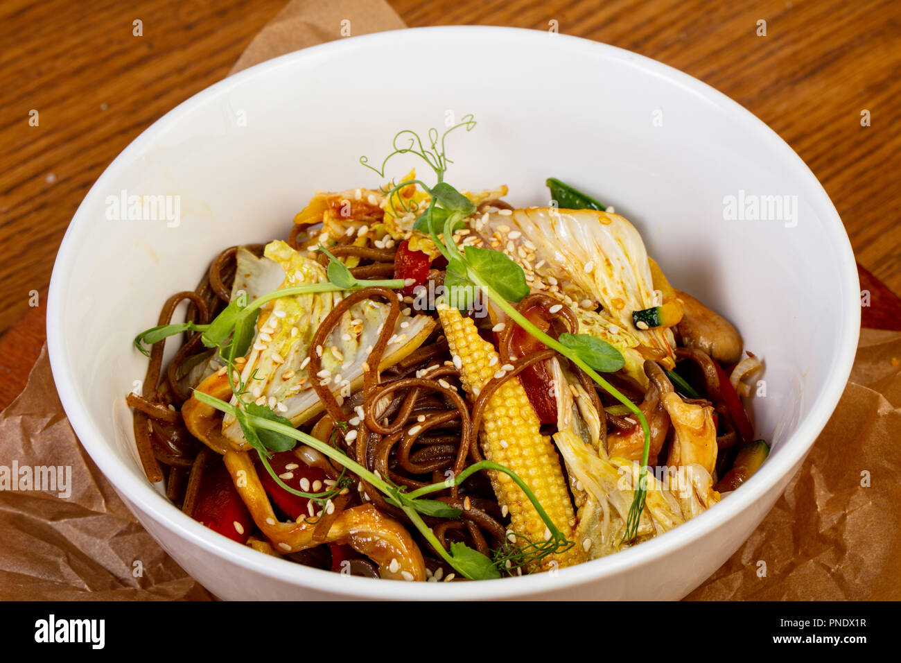 Vegan Soba noodle with vegetables Stock Photo - Alamy