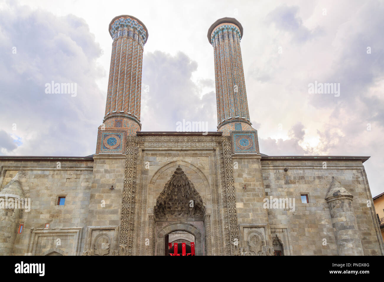 Cifte minareli (double minaret) old school in Erzurum, Turkey Stock ...