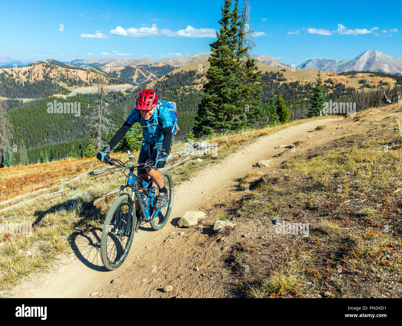 Male mountain bikers on the famous Monarch Crest Trail, along the ...