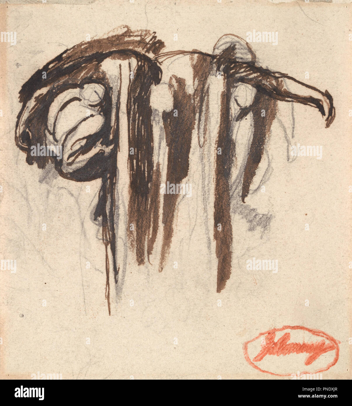 Apparition of Noah for the Temptation of Christ. Drawing. Brown ink ...