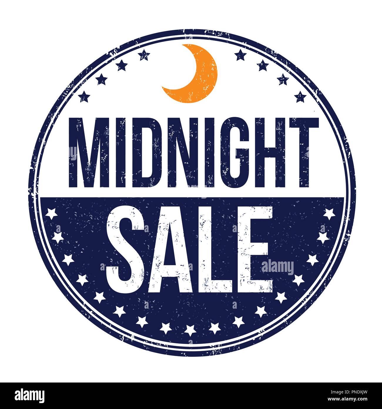 Midnight sale sign or stamp on white background, vector illustration ...