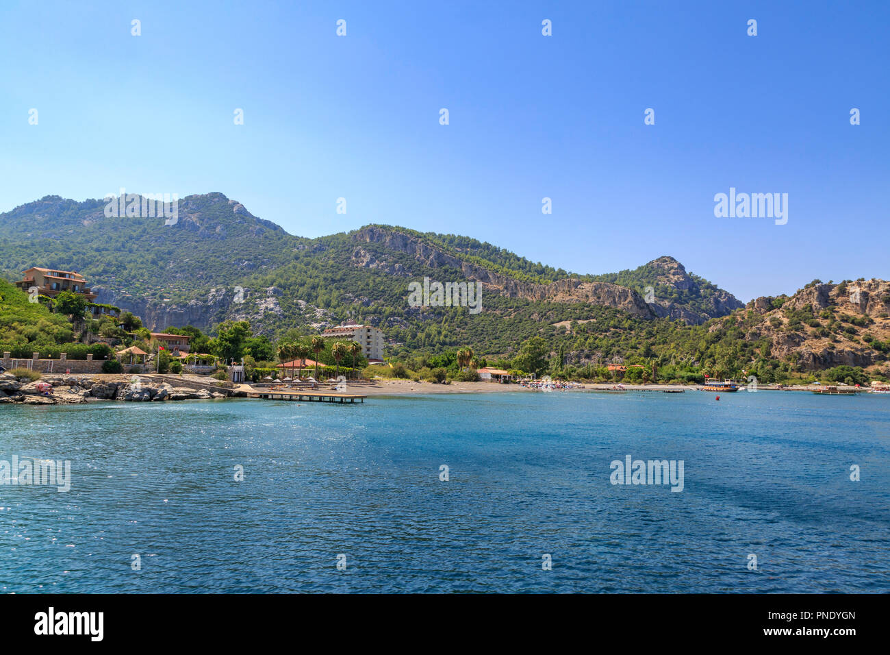 Kumlubuk (sandy bay) beach near Turunc in Marmaris, Turkey Stock Photo ...