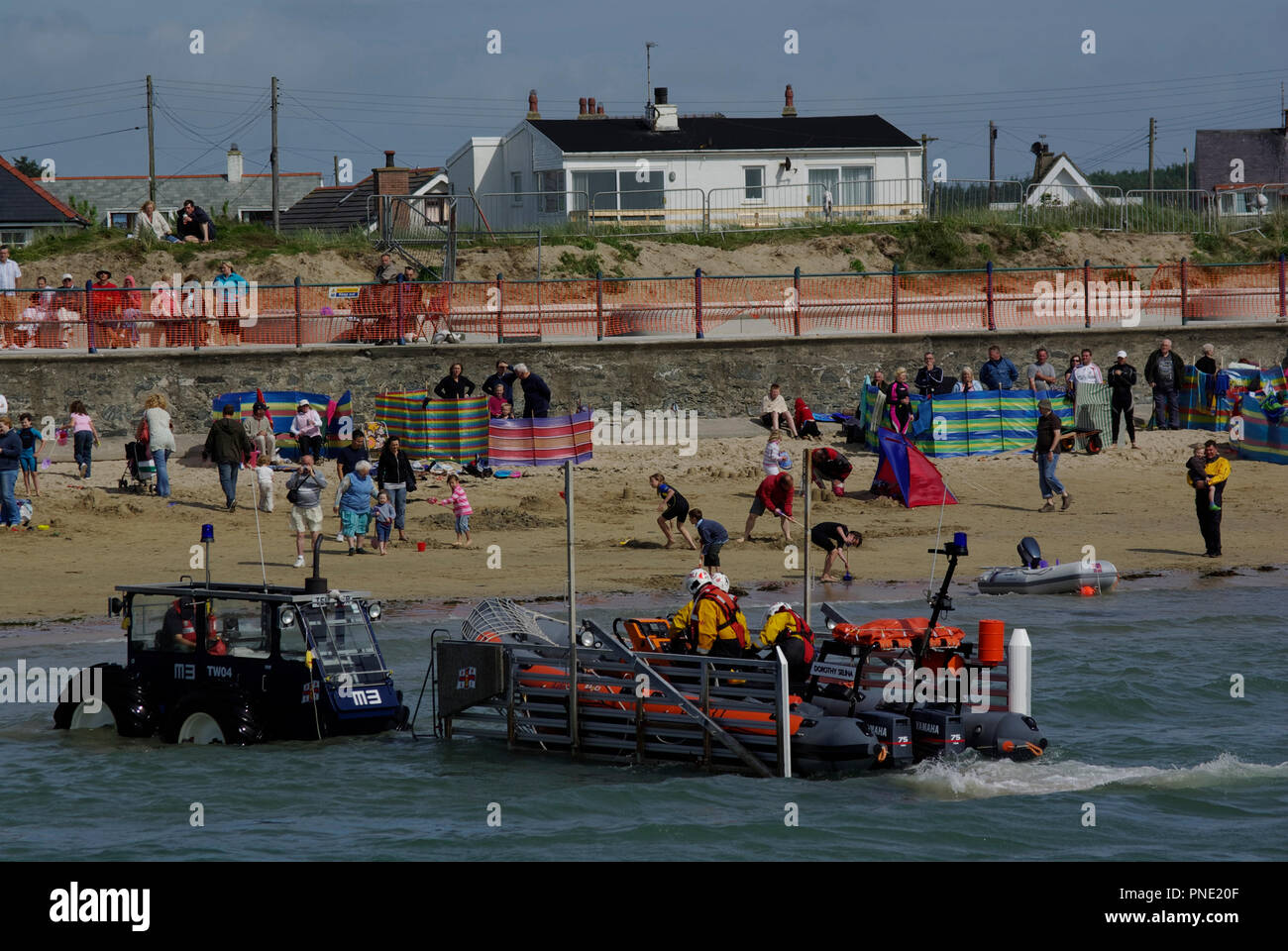 Trearddur Bay Atlantic 85 class Lifeboat Launching Stock Photo - Alamy