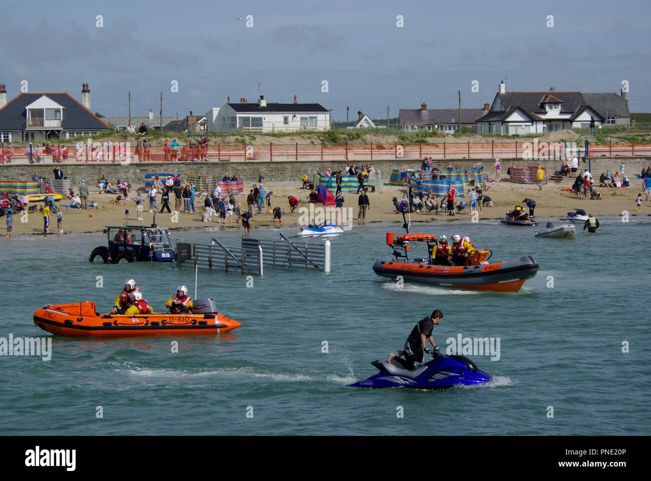 Trearddur Bay Atlantic 85 class Lifeboat Launching Stock Photo - Alamy
