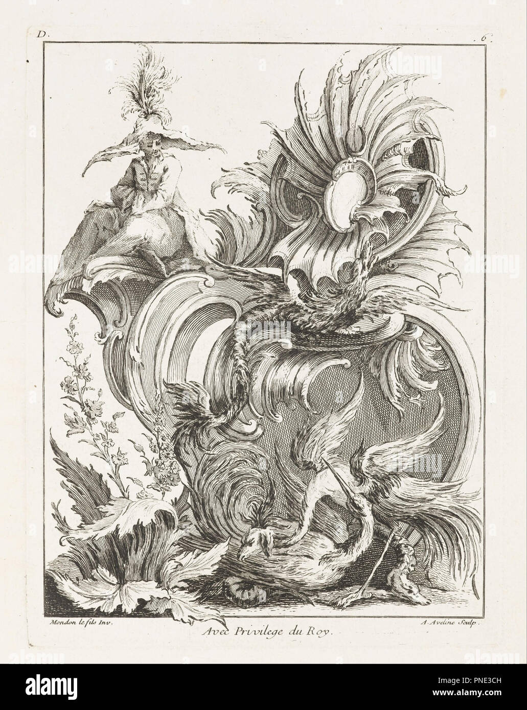 Rocaille Design with Chinese Figure. Date/Period: 1736. Print ...