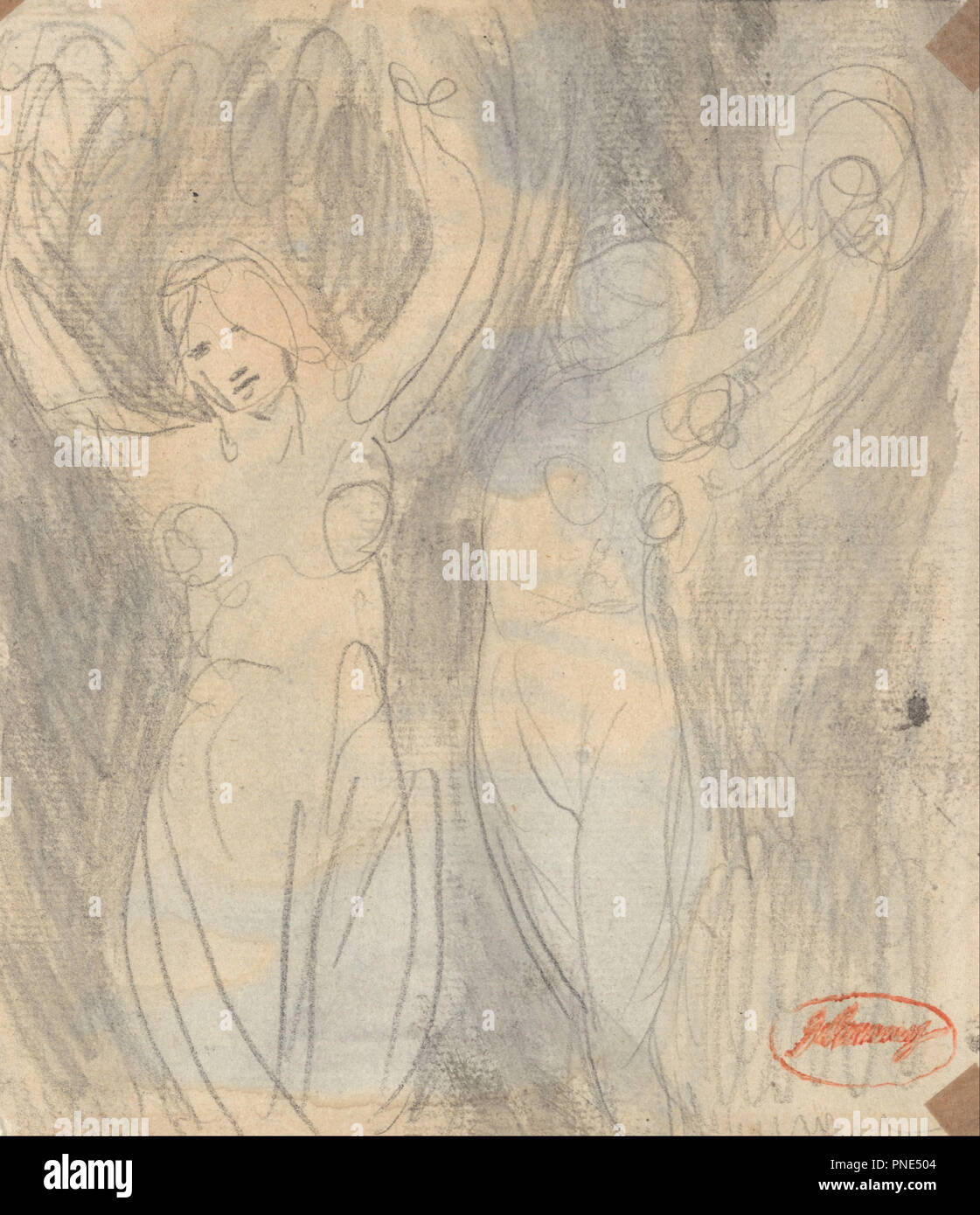 Female Figures. Drawing. Graphite on medium slightly textured cream ...