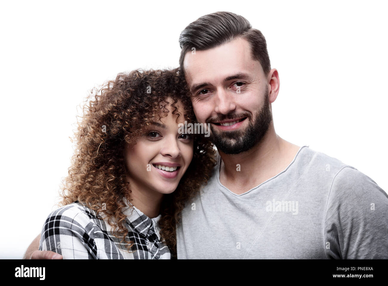 Close-up face of a man and a woman Stock Photo - Alamy