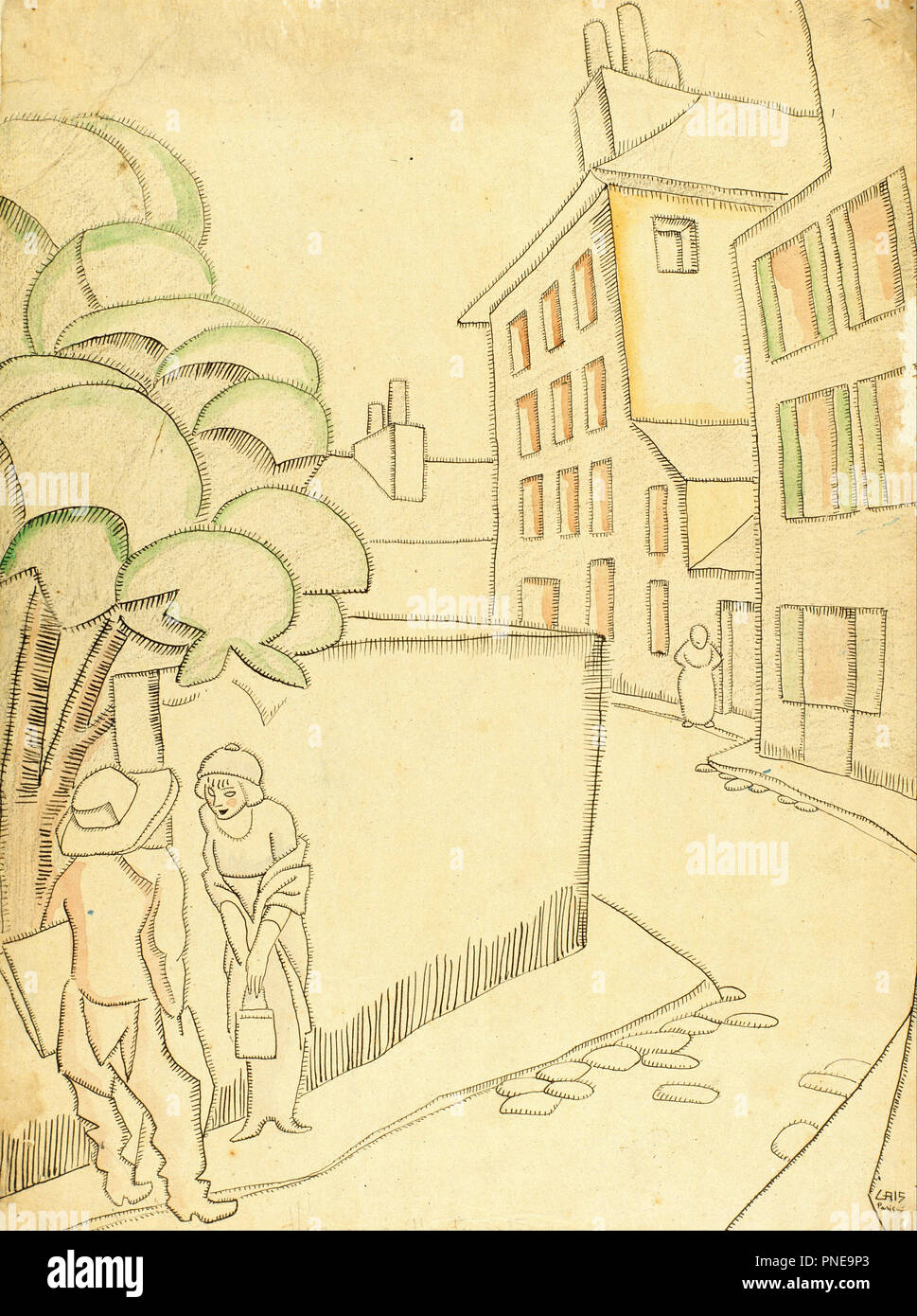 Une rue à Montmartre. Date/Period: 1911. Drawing. Pen and ink ...