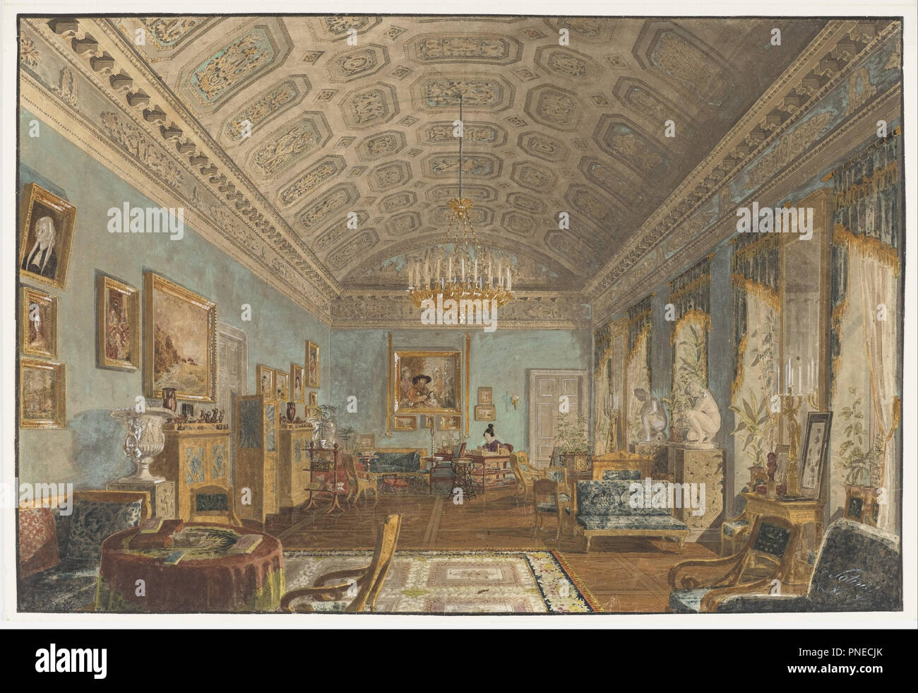 The Study of Czarina Alexandra Feodorovna. Date/Period: 1835. Drawing ...