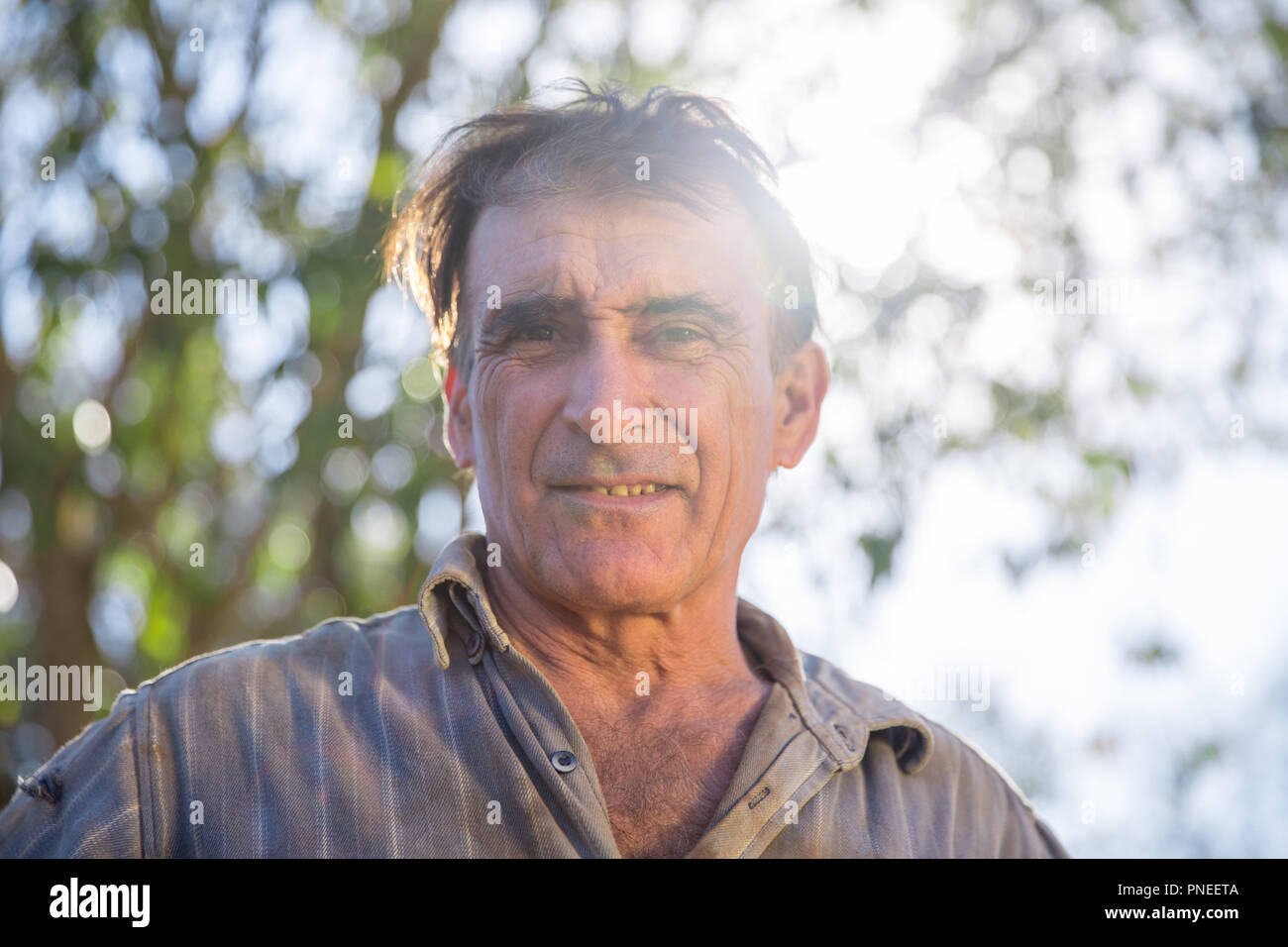 Farmer - Sad middle-aged man with wrinkles on his face Stock Photo - Alamy