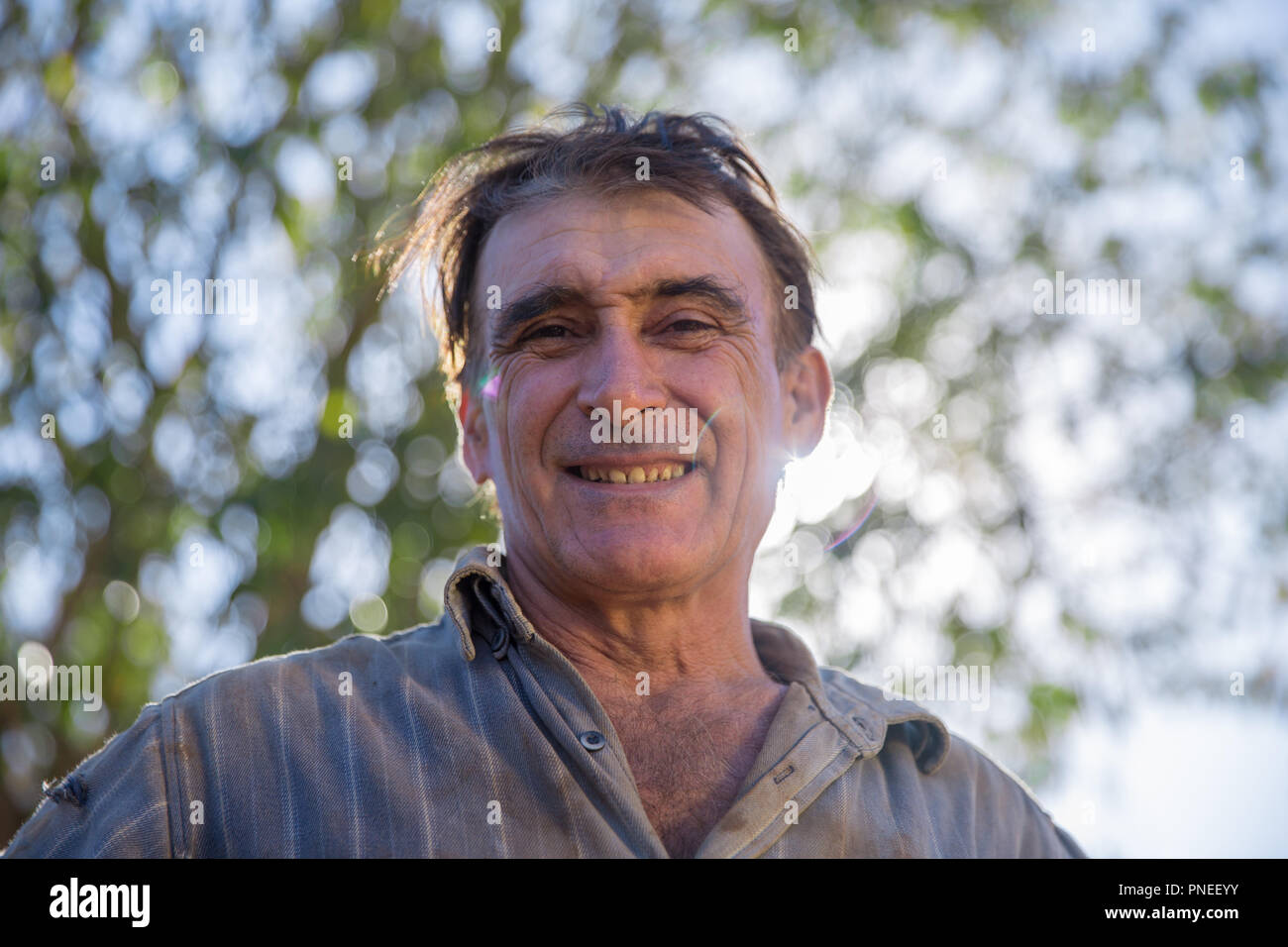 Farmer - Sad middle-aged man with wrinkles on his face Stock Photo - Alamy