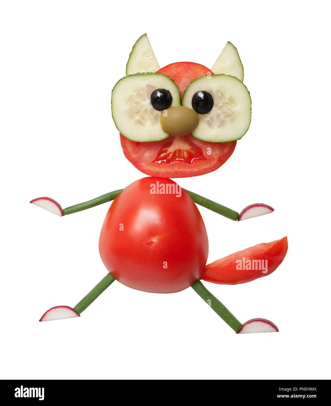 Funny cat made with vegetables on isolated background Stock Photo - Alamy
