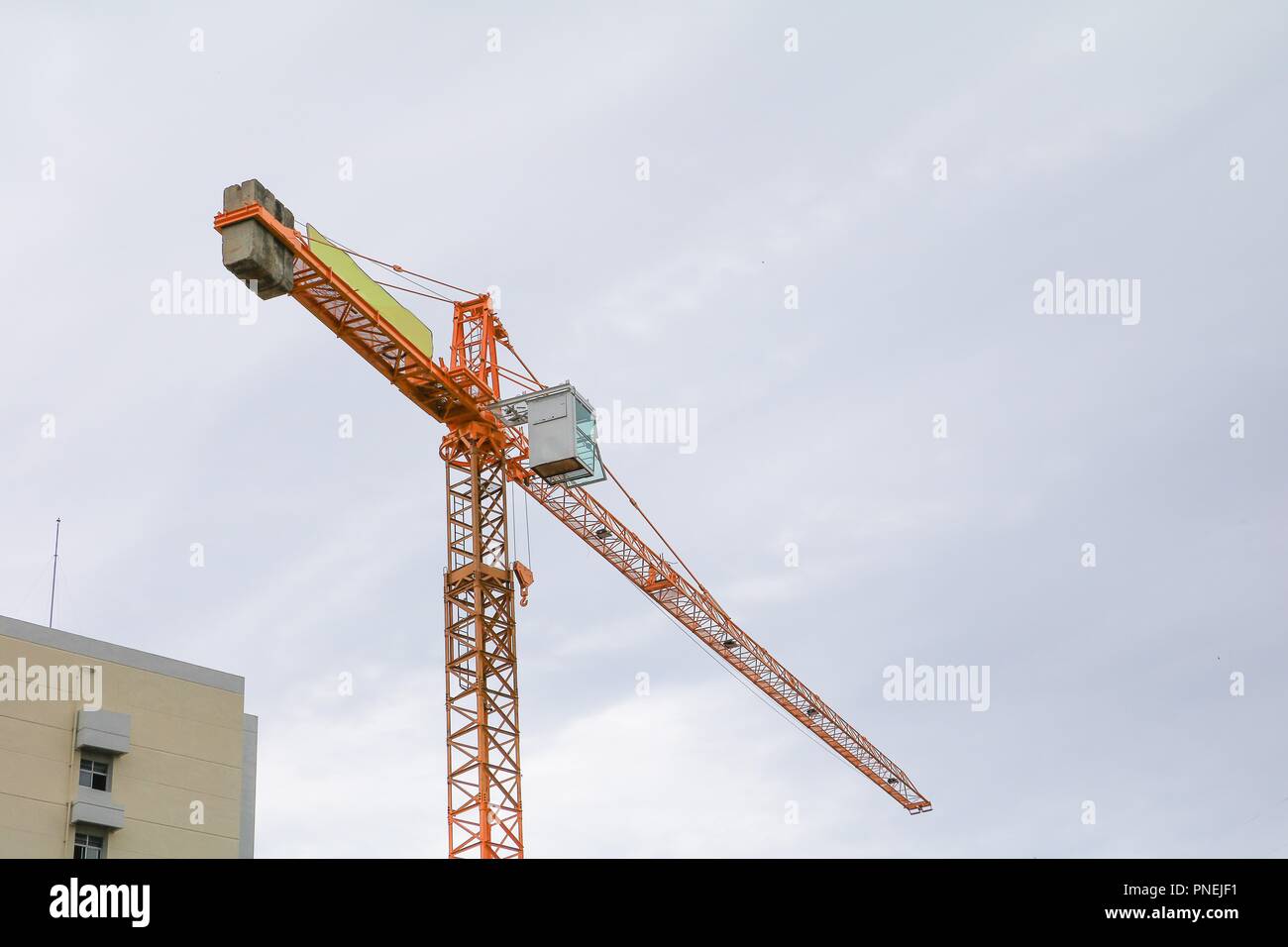 Tower crane industry, Construction buildings in site on sky background ...