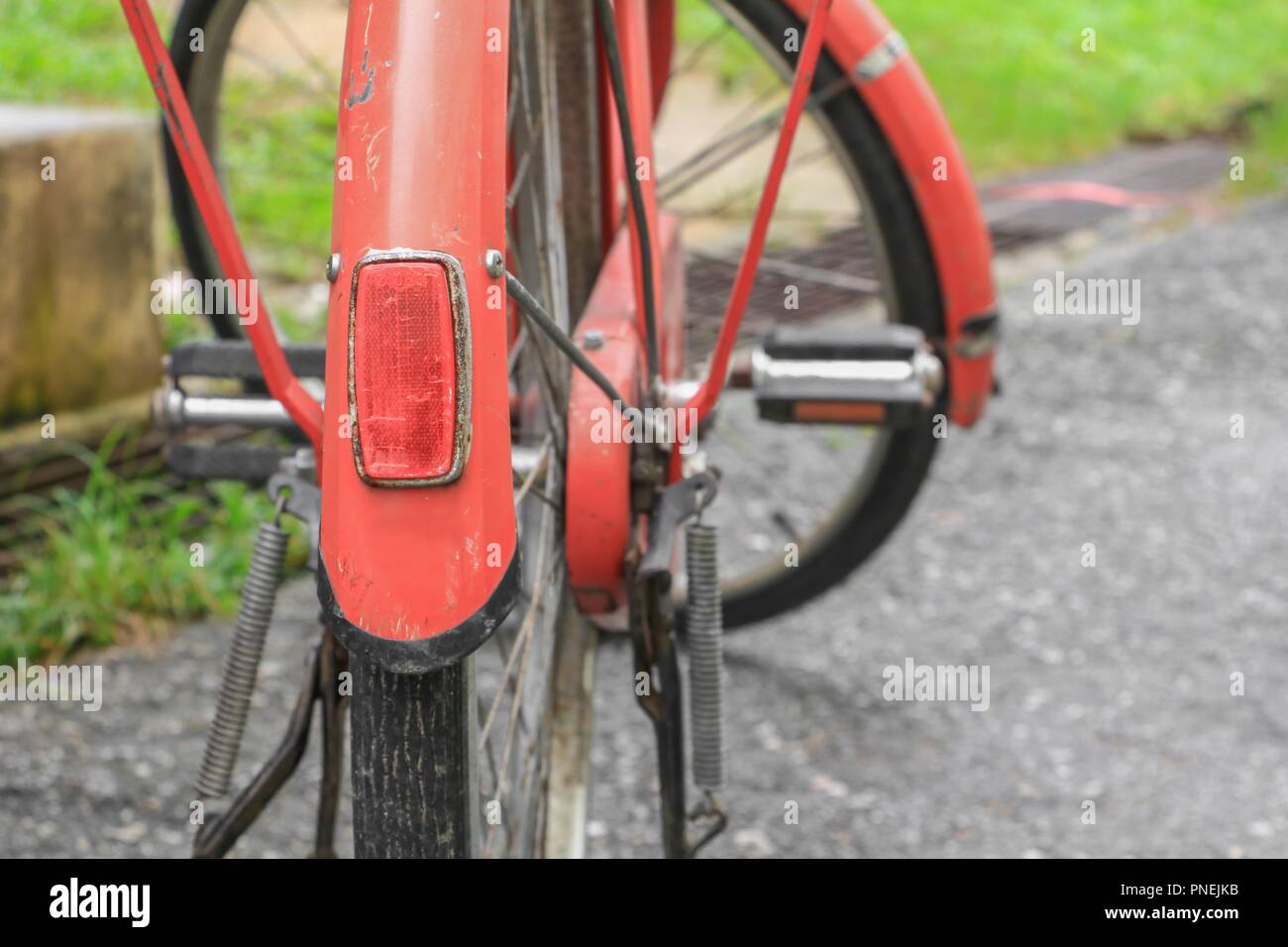 bicycle red classic vintage in former beautiful with copy space for add ...