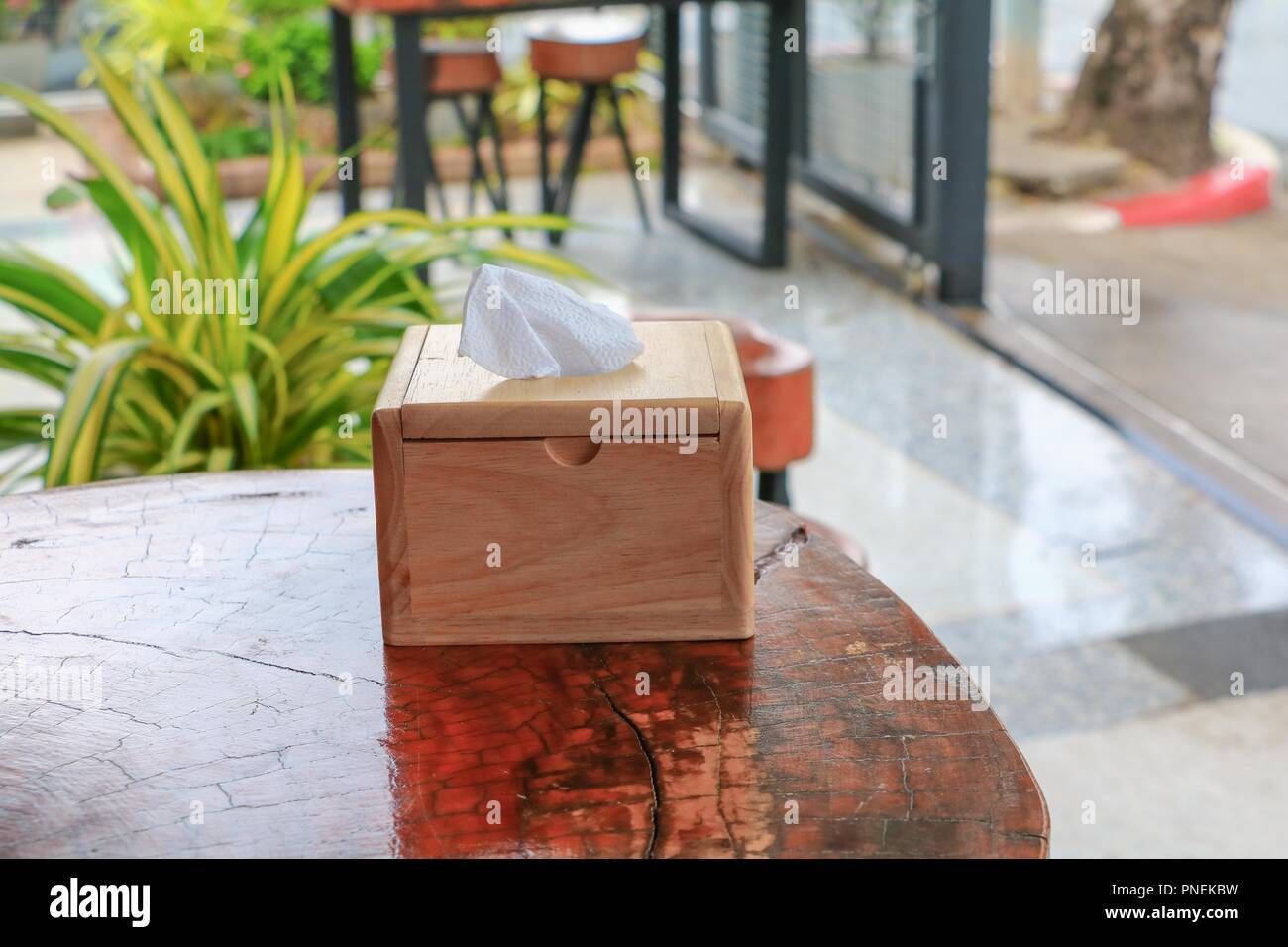 tissue paper wood box beautiful on the table Stock Photo - Alamy
