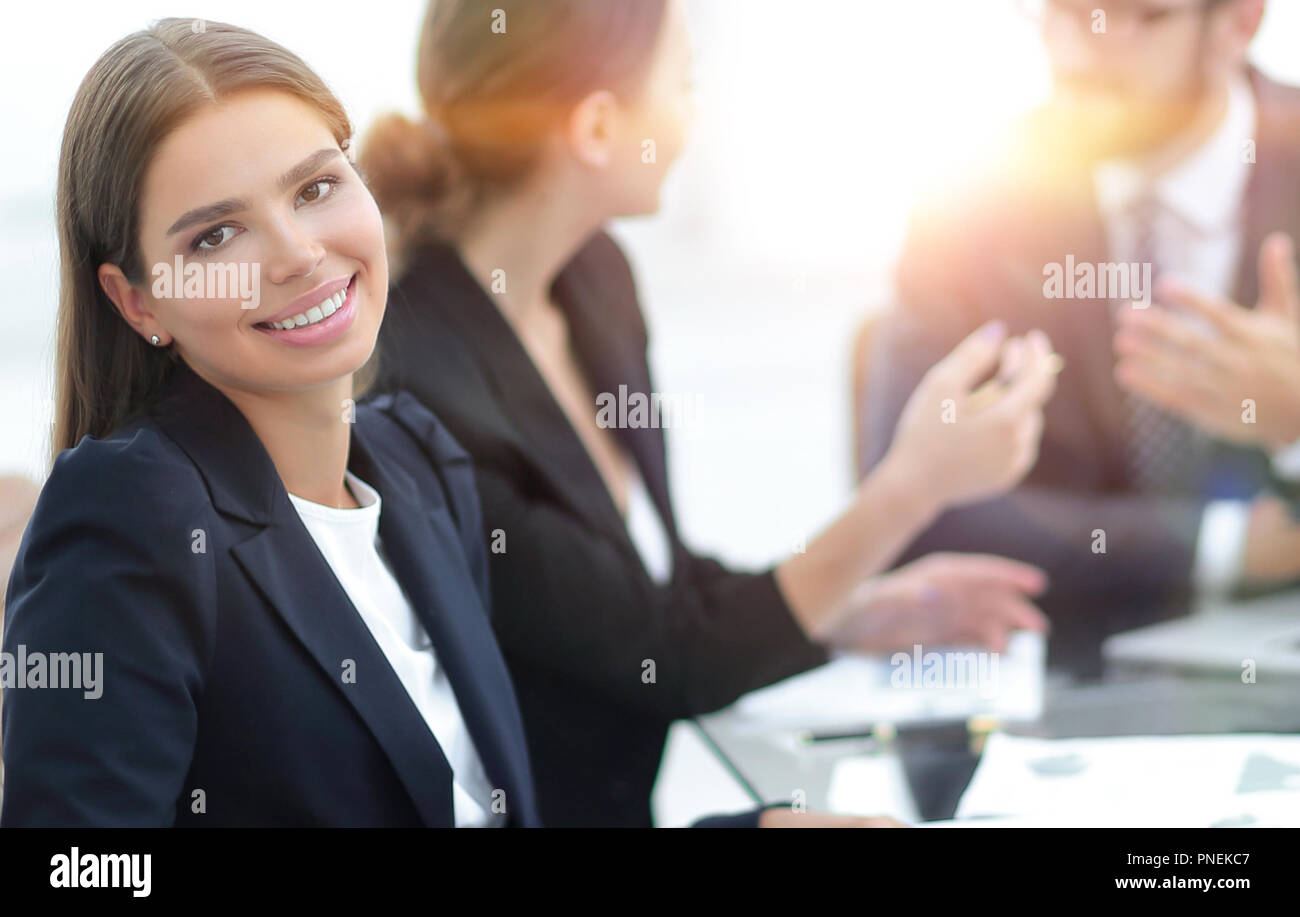 closeup.employees in the office Stock Photo - Alamy