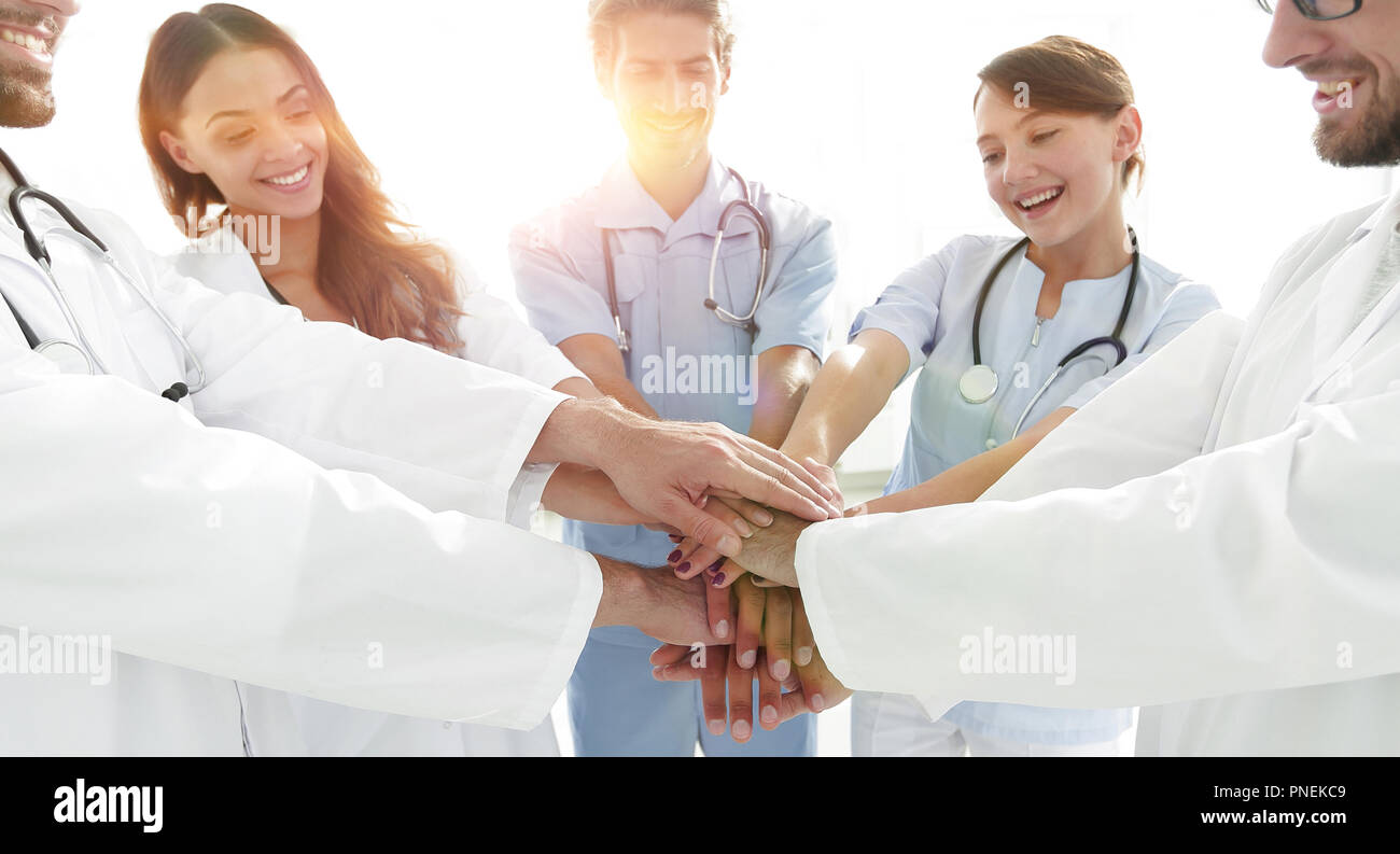 background image of a successful group of doctors on a white background ...