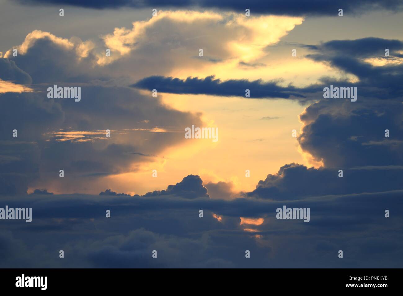 sky in sunset and raincloud art beautiful in nature, space for add text ...