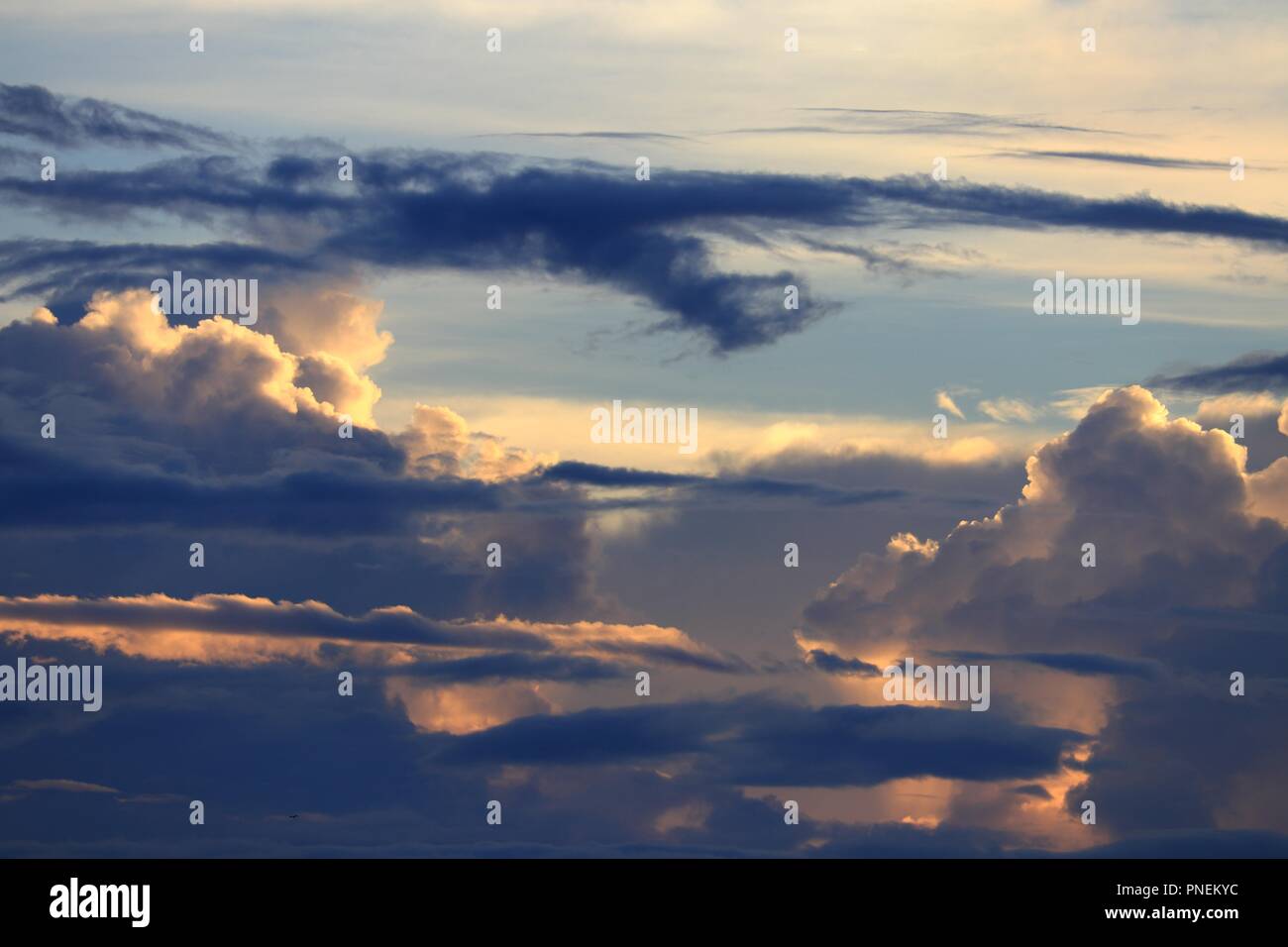 sky in sunset and raincloud art beautiful in nature, space for add text ...