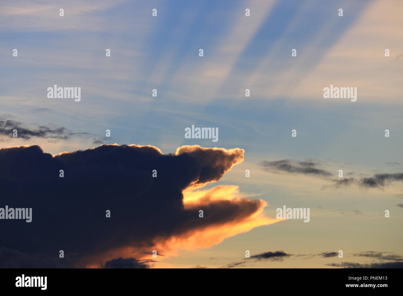 sky in sunset and raincloud art beautiful in nature, space for add text ...