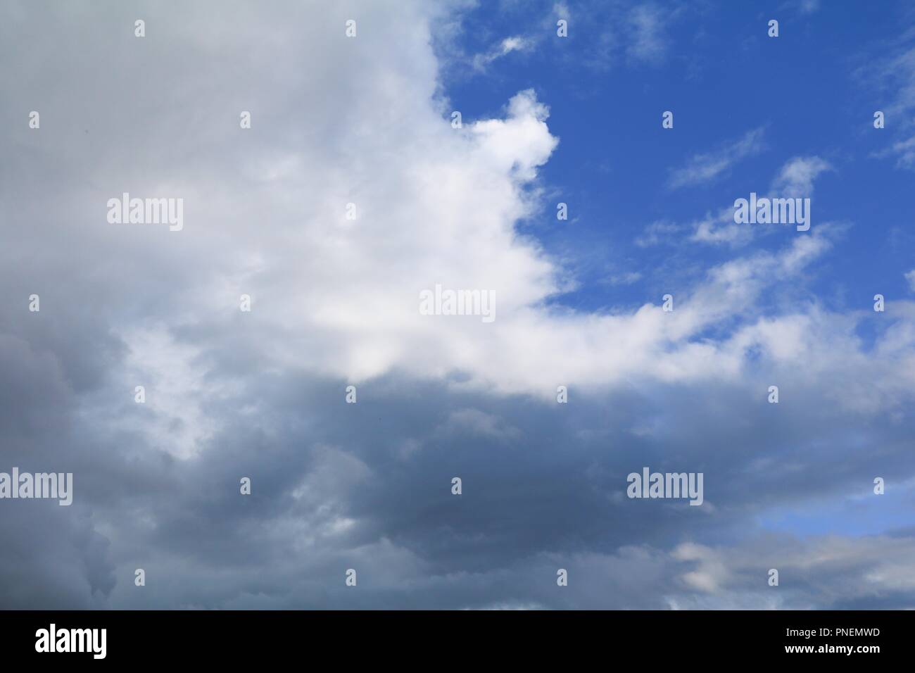 blue sky with big cloud and raincloud, art of nature beautiful and copy ...
